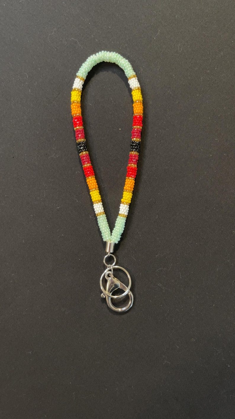 Native American Beaded Key Ring Wristlet With Lobster Clasp. - Etsy