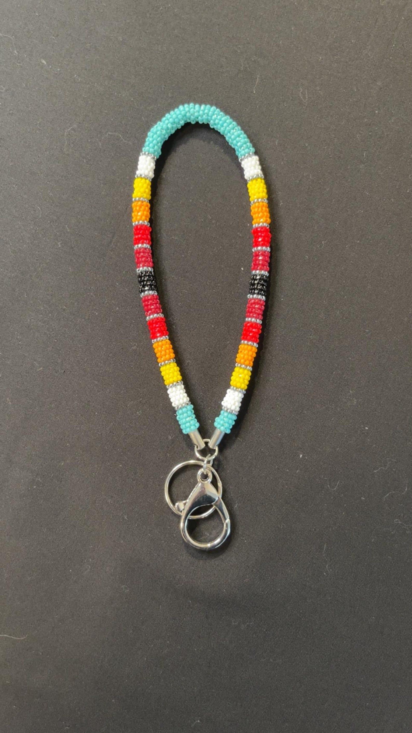 Native American Beaded Key Ring Wristlet With Lobster Clasp. - Etsy