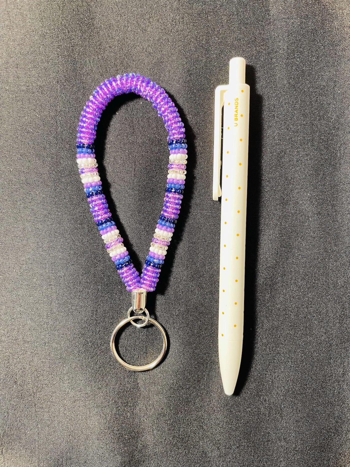 4 Inch Purple Beaded Keychain - Etsy