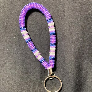 4 Inch Purple Beaded Keychain - Etsy