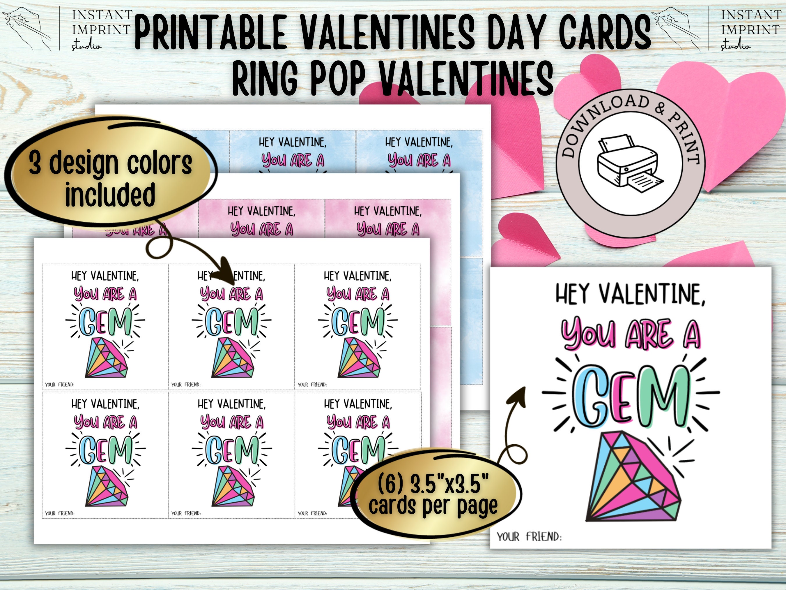 PRINTABLE Valentine Card, Ring Pop Valentine Card, Printable Classroom ...