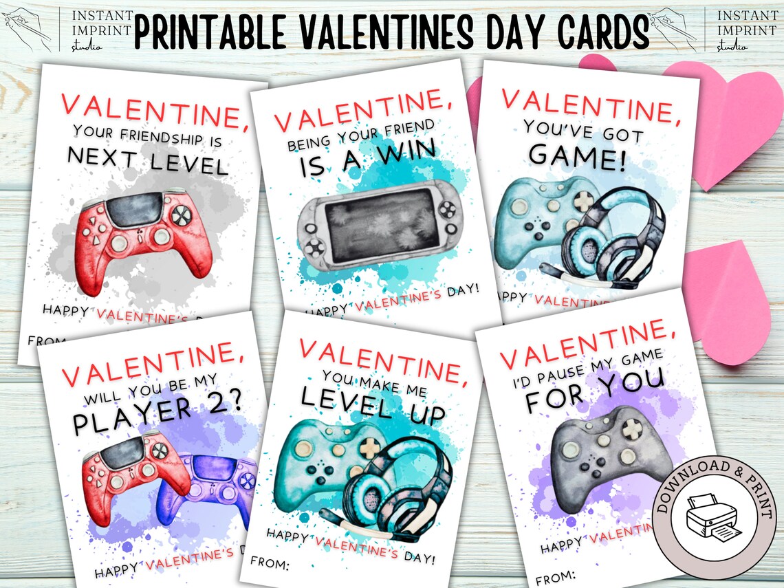 Gamer Valentine Cards for Kids, Kids Valentine Cards, Gamer Valentine ...