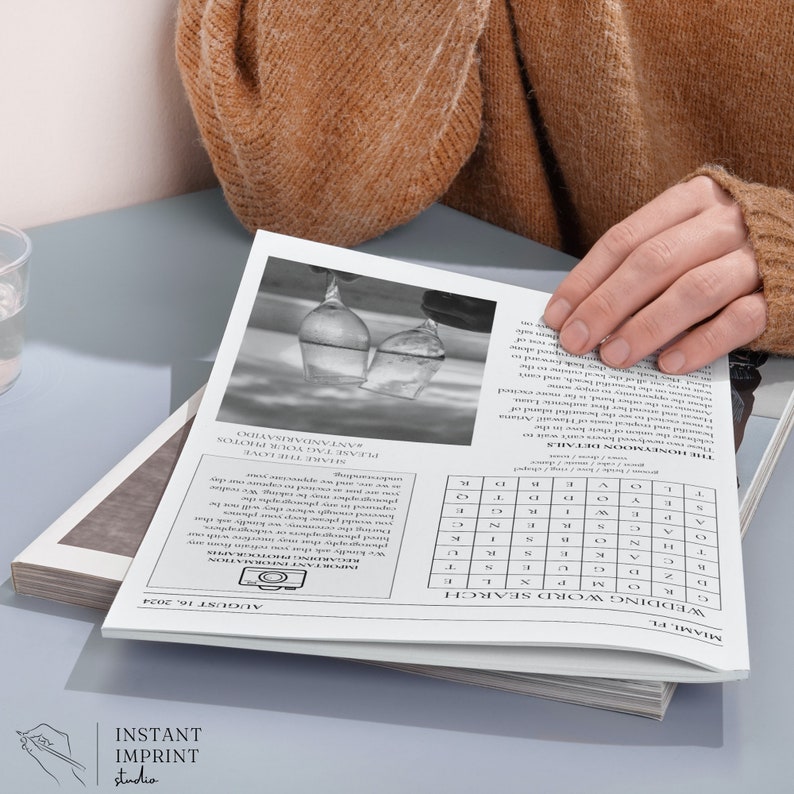 Folded Wedding Newspaper Program, Canva Template, Printable Wedding ...