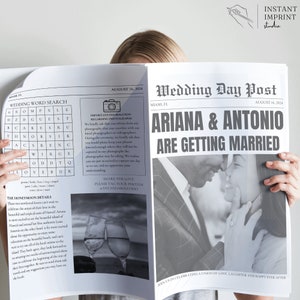 Newspaper Wedding Program Template, Editable Newspaper Wedding Ceremony ...