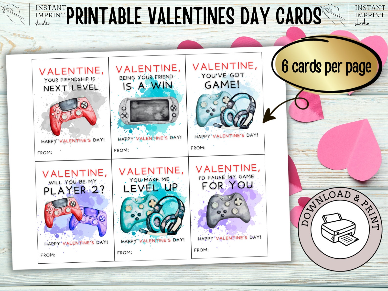 Gamer Valentine Cards for Kids, Kids Valentine Cards, Gamer Valentine ...