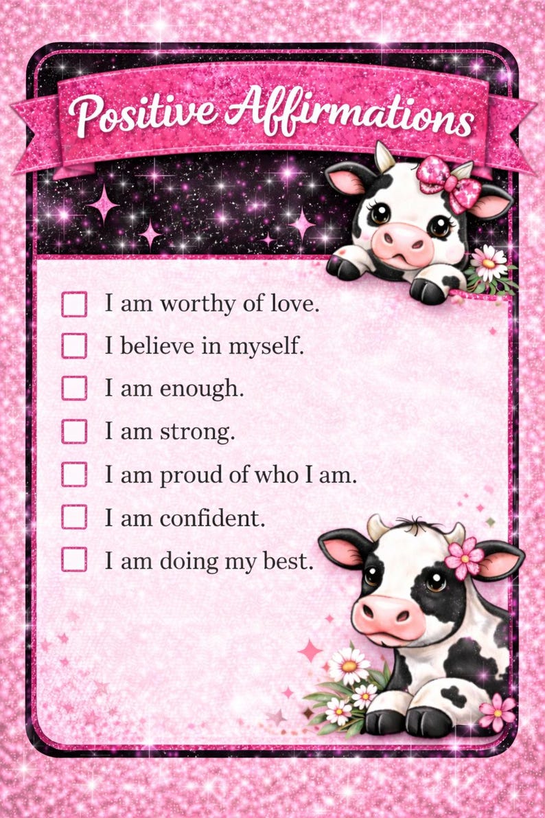 Cow Printable Planner Bundle | to Do Lists, Chore Charts & Positive ...