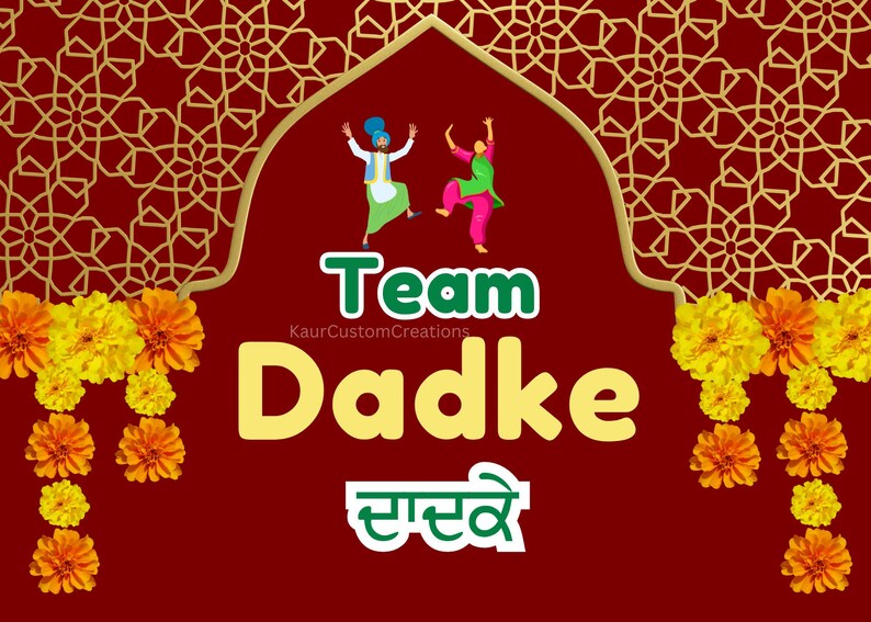 Vibrant Dadka Team Punjabi Sikh Wedding Sign,traditional Jago,sangeet ...