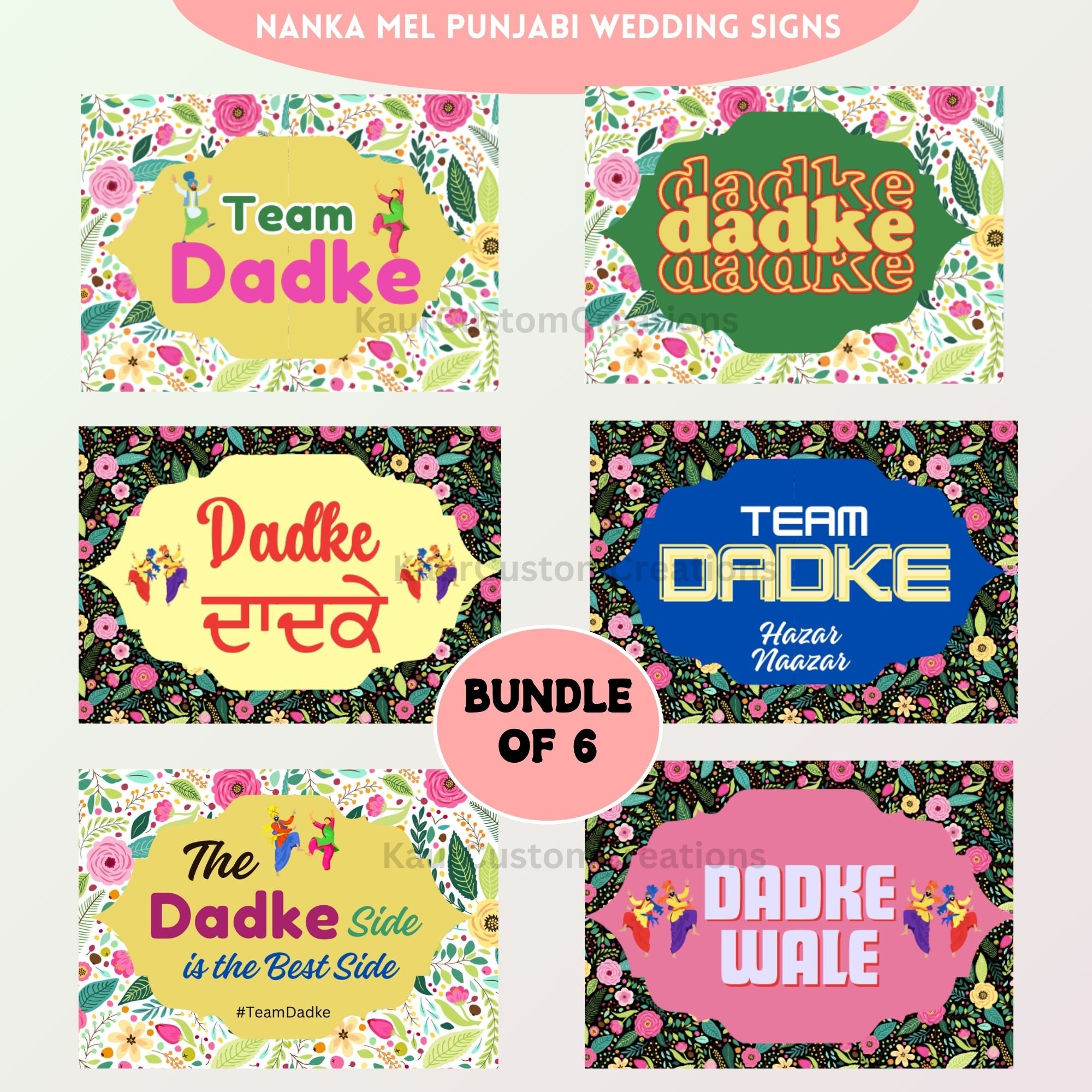 Vibrant Dadka Team Punjabi Sikh Wedding Sign,red Floral Jago,sangeet ...