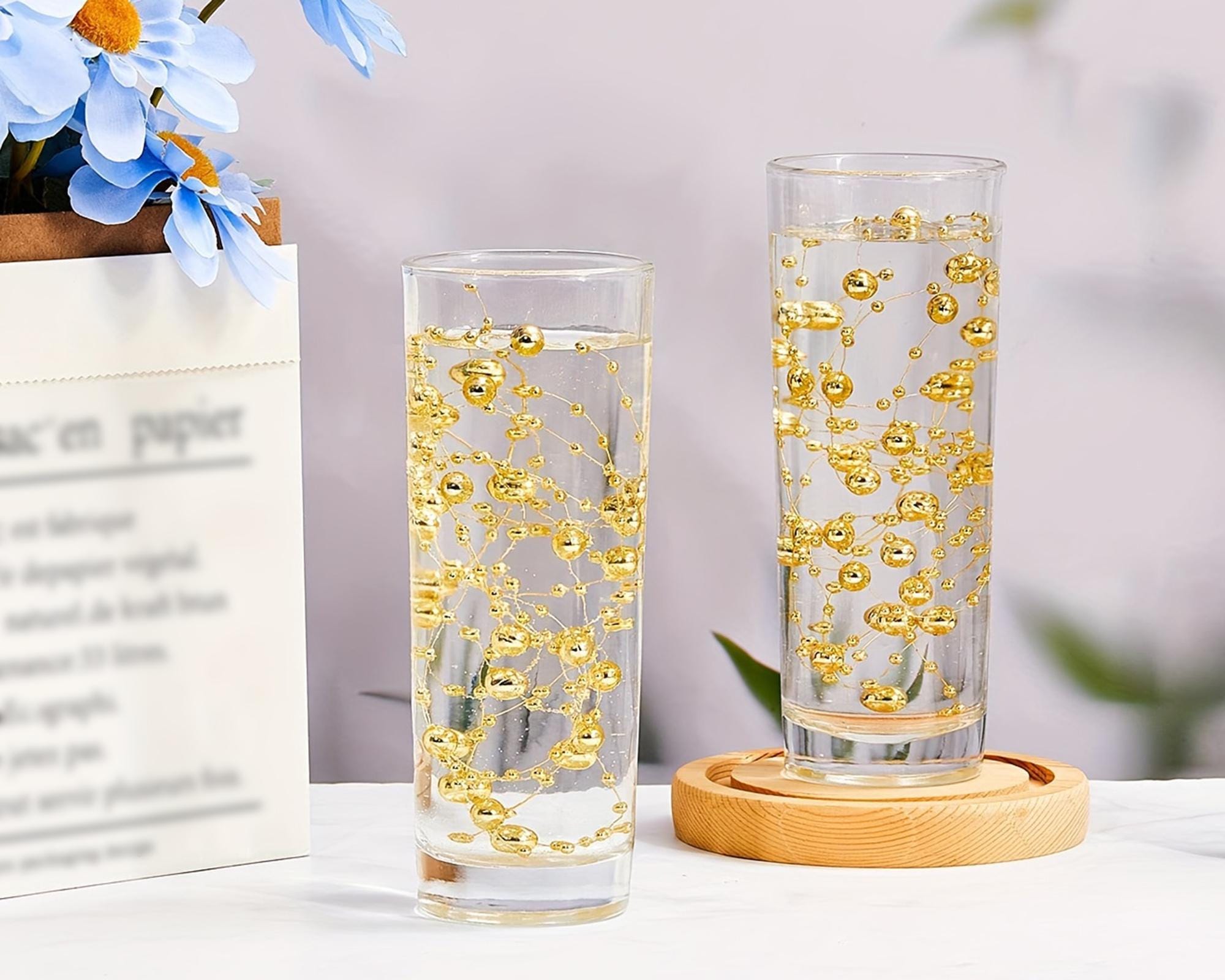 2 Garlands, 5 Yards 5 Meters Gold Beads String Chain Floating Vase ...