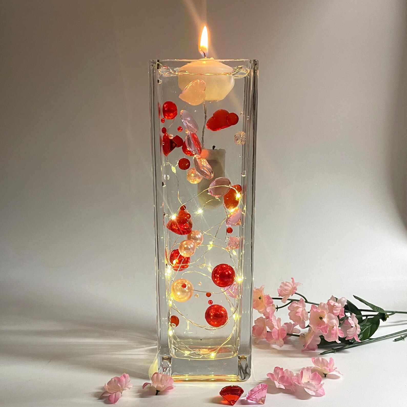 Valentine Days, 65 Pieces Floating Vase Filler Hearts and Crystals, Red ...