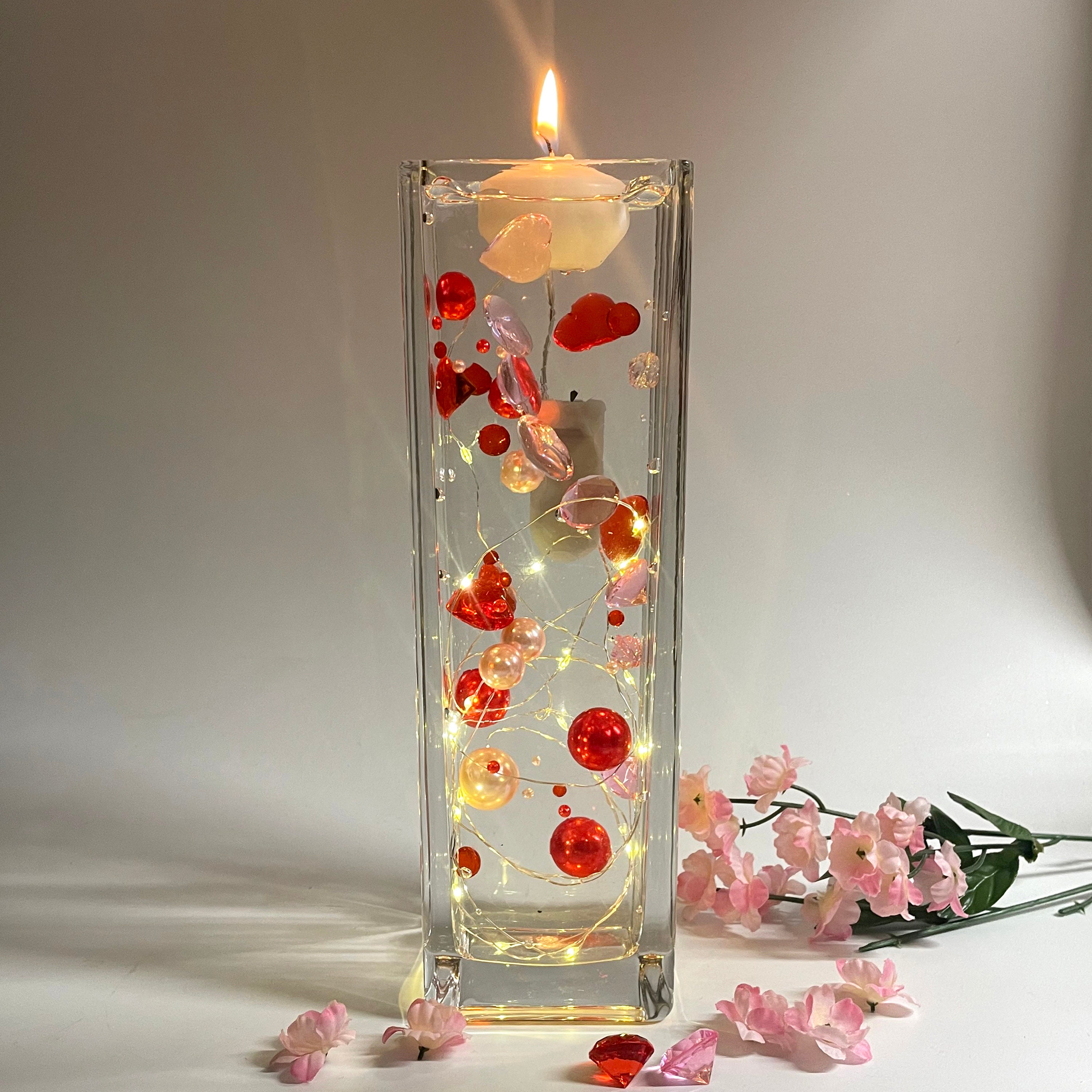 Valentine Days, 65 Pieces Floating Vase Filler Hearts and Crystals, Red ...