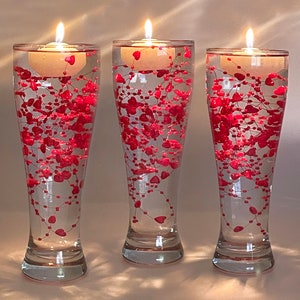 Floating Red Heart Beads String Chain Vase Decoration Wedding Table ...
