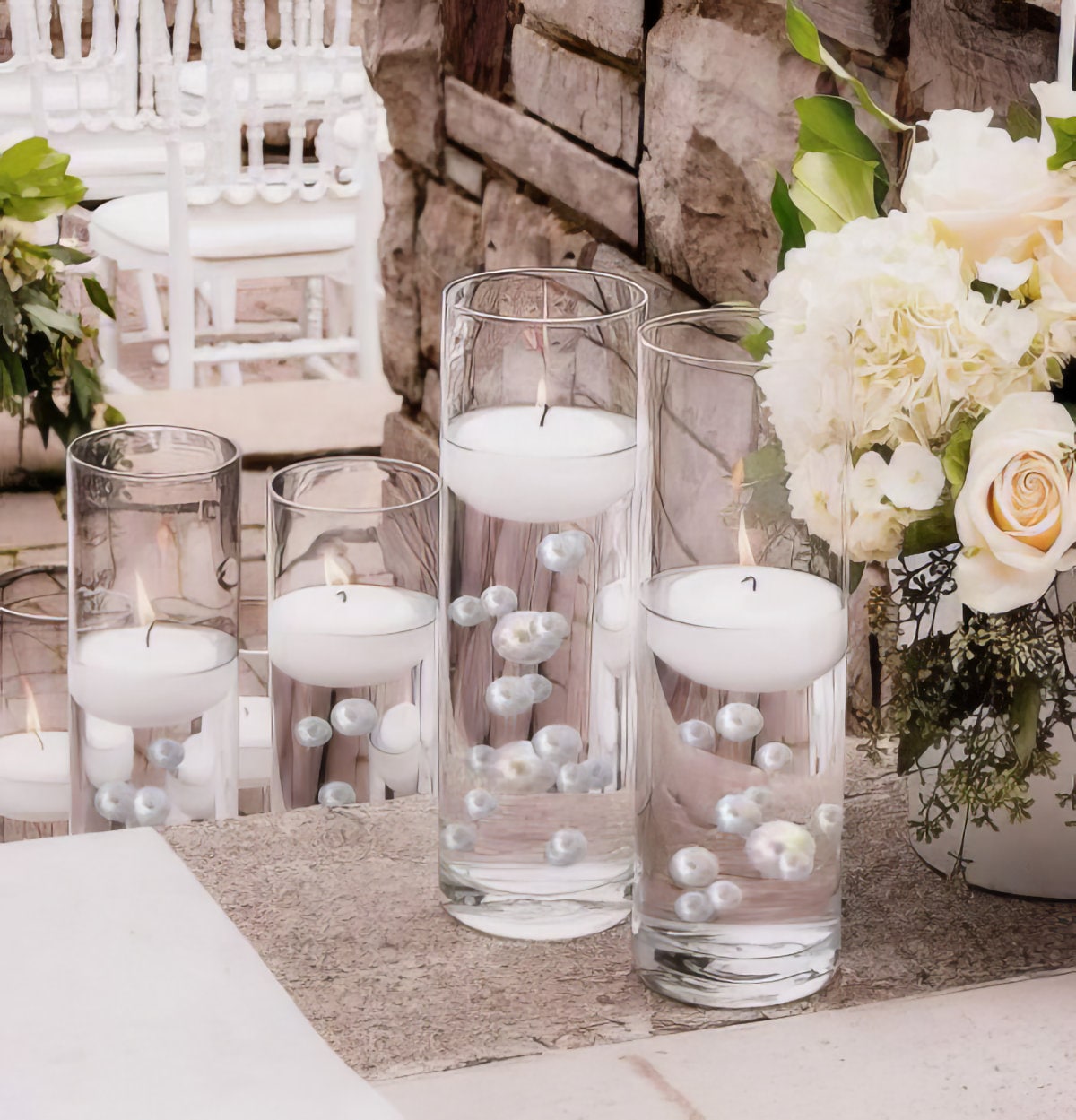 Floating Vase Filler, White Pearls, Floating Candles, Fairy Lights ...