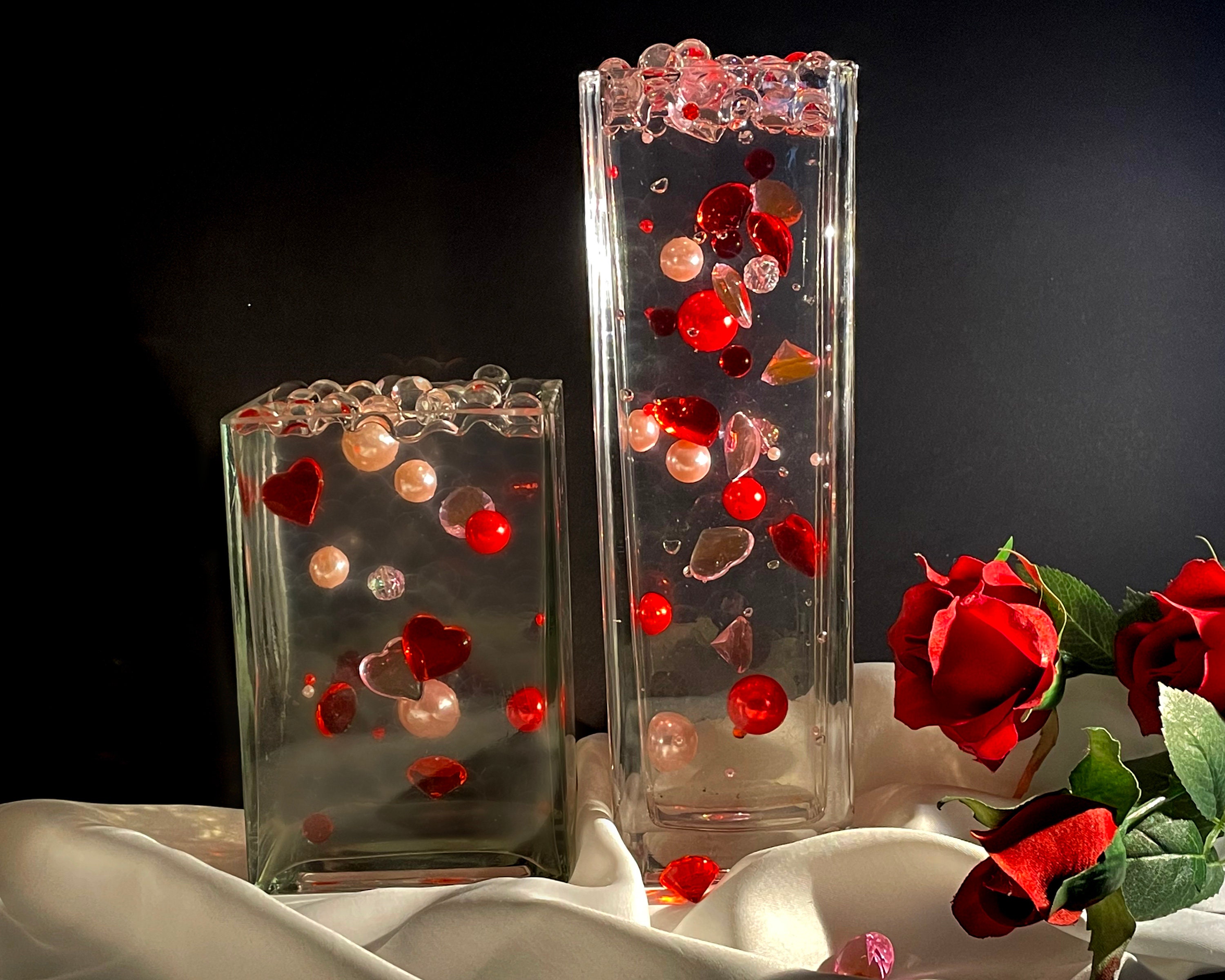 Valentine Days, 65 Pieces Floating Vase Filler Hearts and Crystals, Red ...