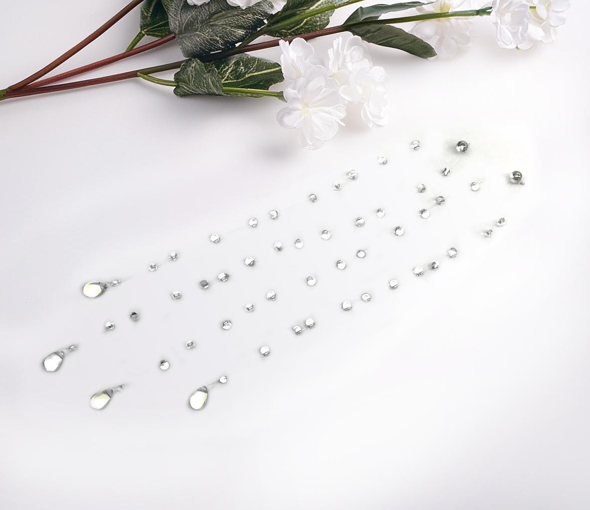 Floating Teardrop Dew Earrings Long Invisible Thread With Clear Glass ...
