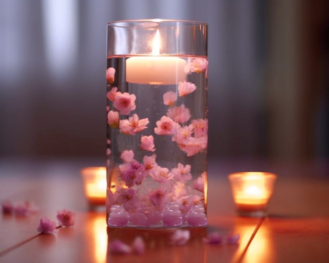 DIY Set 20 Pieces Pink Floating Apple Flowers and Natural Crystal Rose ...