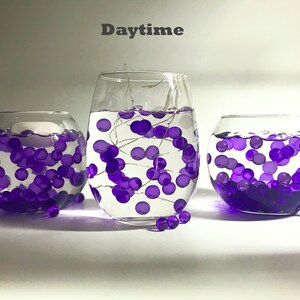 210 Pieces Floating Vase Filler Purple Beads, 3 Floating Candles, 3 ...