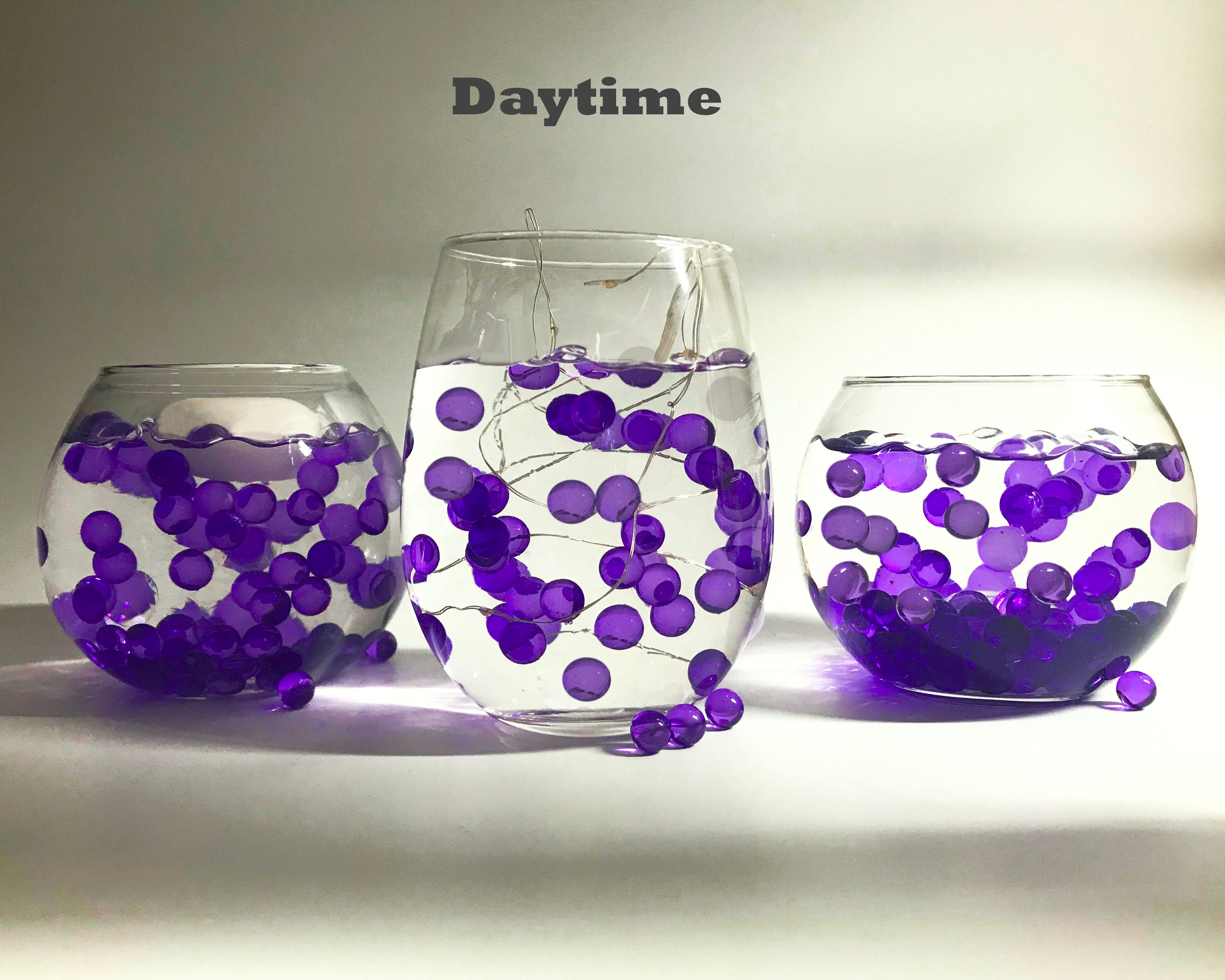 210 Pieces Floating Vase Filler Purple Beads, 3 Floating Candles, 3 ...