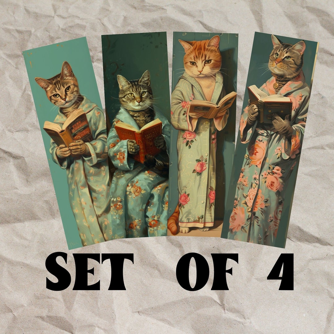 Cat Bookmark Set of Four, Book Reader Gift, Cat Lover Book Mark ...
