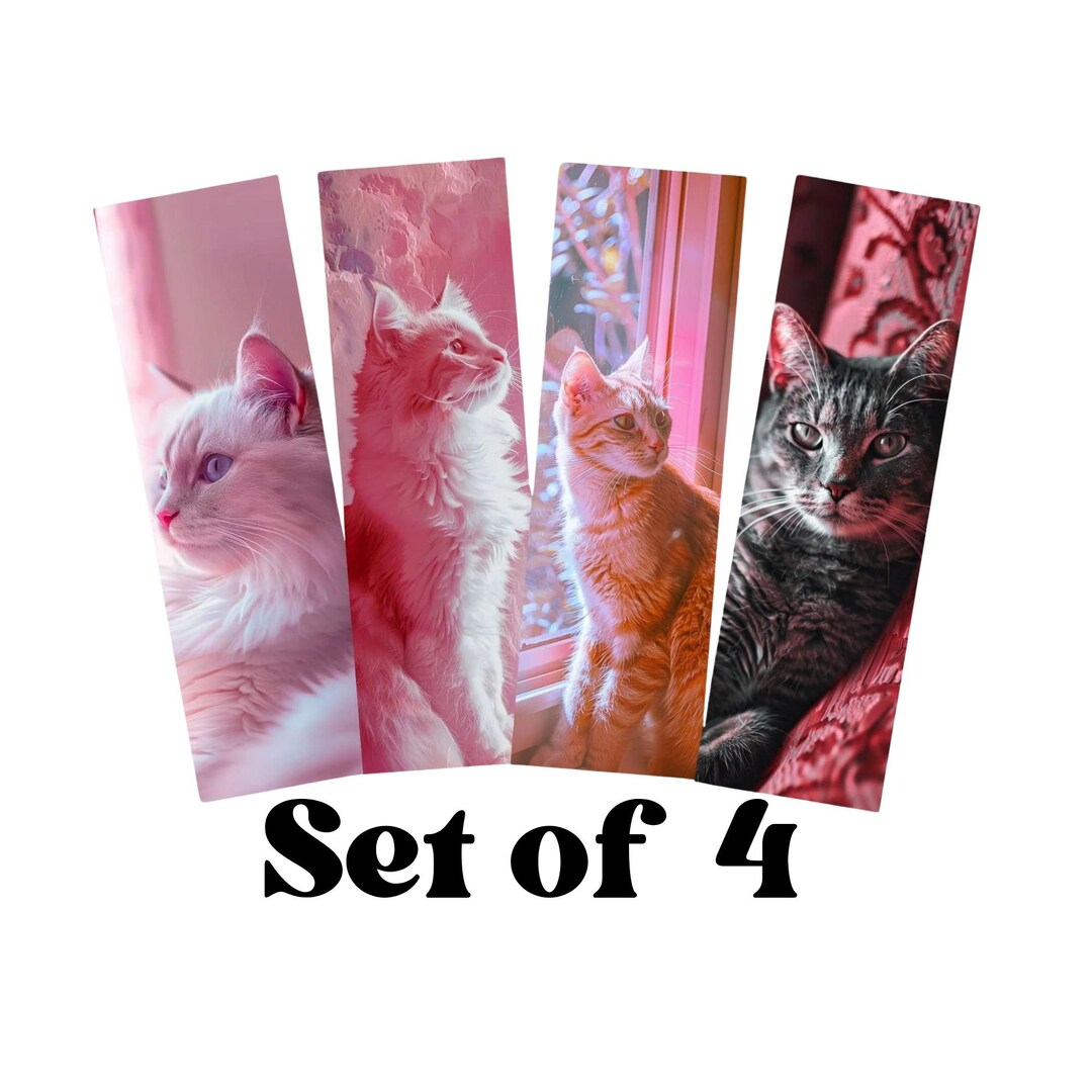 Cat Bookmark Set of Four, Book Reader Gift, Cat Lover Book Mark ...