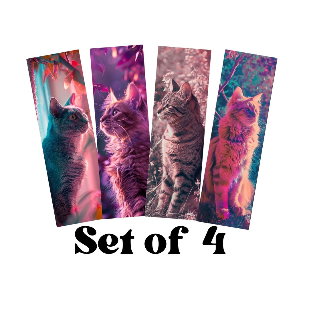Cat Bookmark Set of Four, Book Reader Gift, Cat Lover Book Mark ...