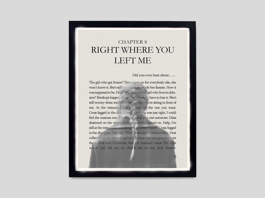 Right Where You Left Me Printable Poster TS Wall Art Swiftie Lyrics ...