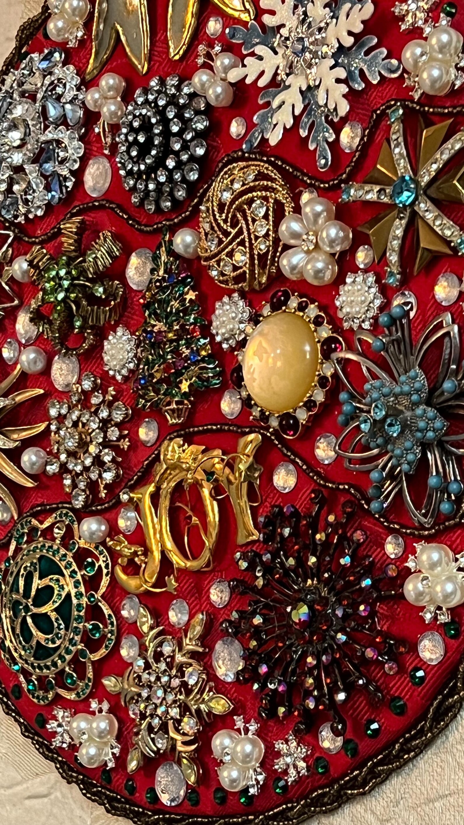Beautiful Christmas Ornament Art - Handmade From Vintage Jewelry - Etsy