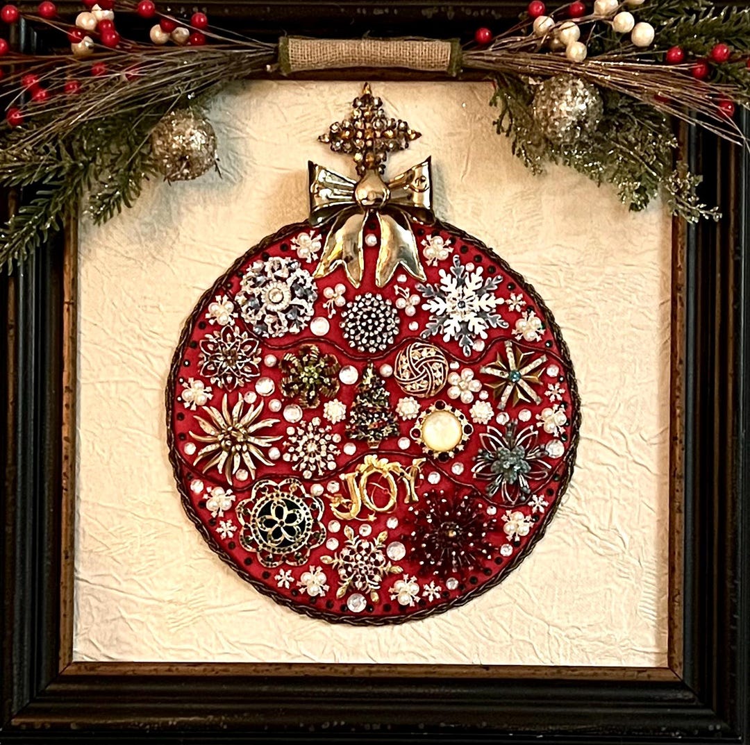 Beautiful Christmas Ornament Art - Handmade From Vintage Jewelry - Etsy
