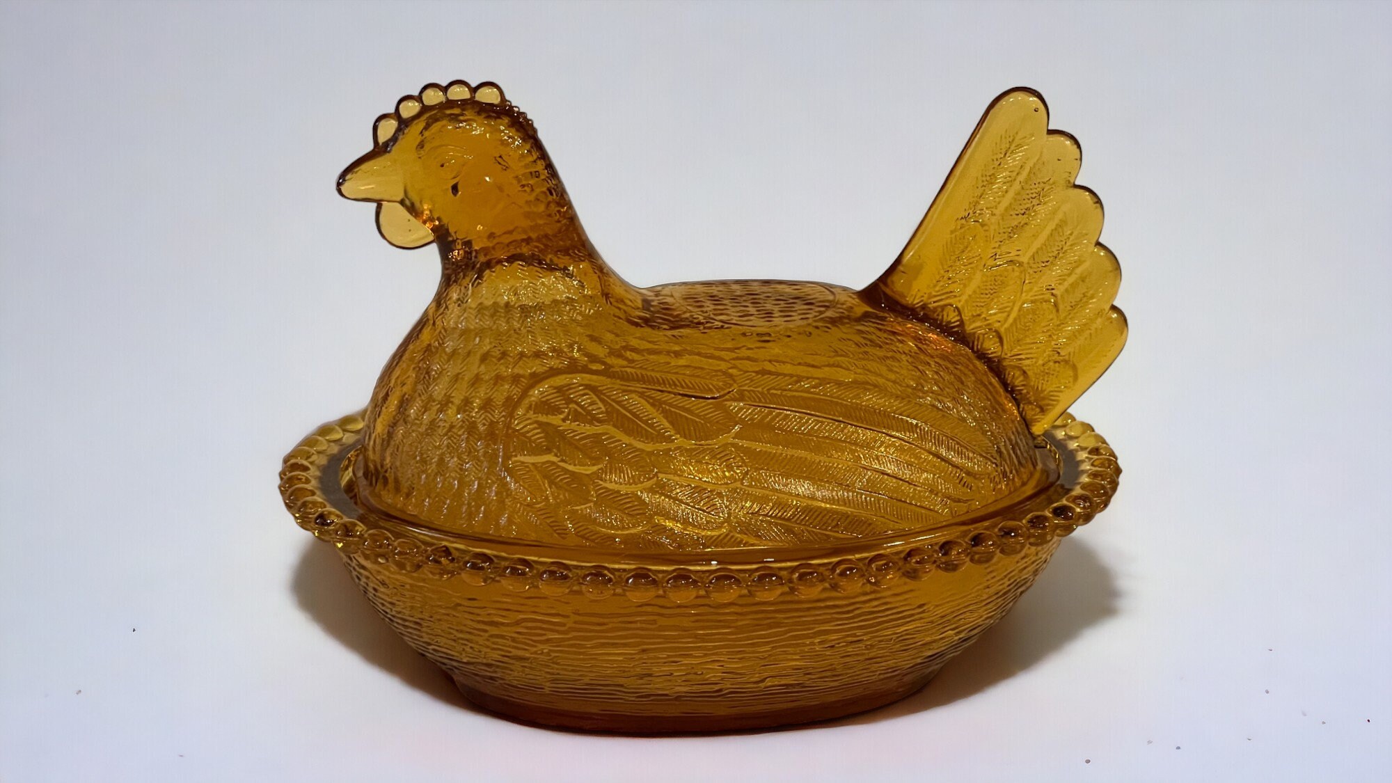 Vintage Glass Amber Nesting Chicken Hen on A Nest 7 Candy Dish - Etsy