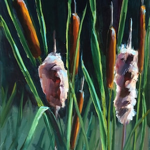 Cattails Original Oil Painting - Etsy