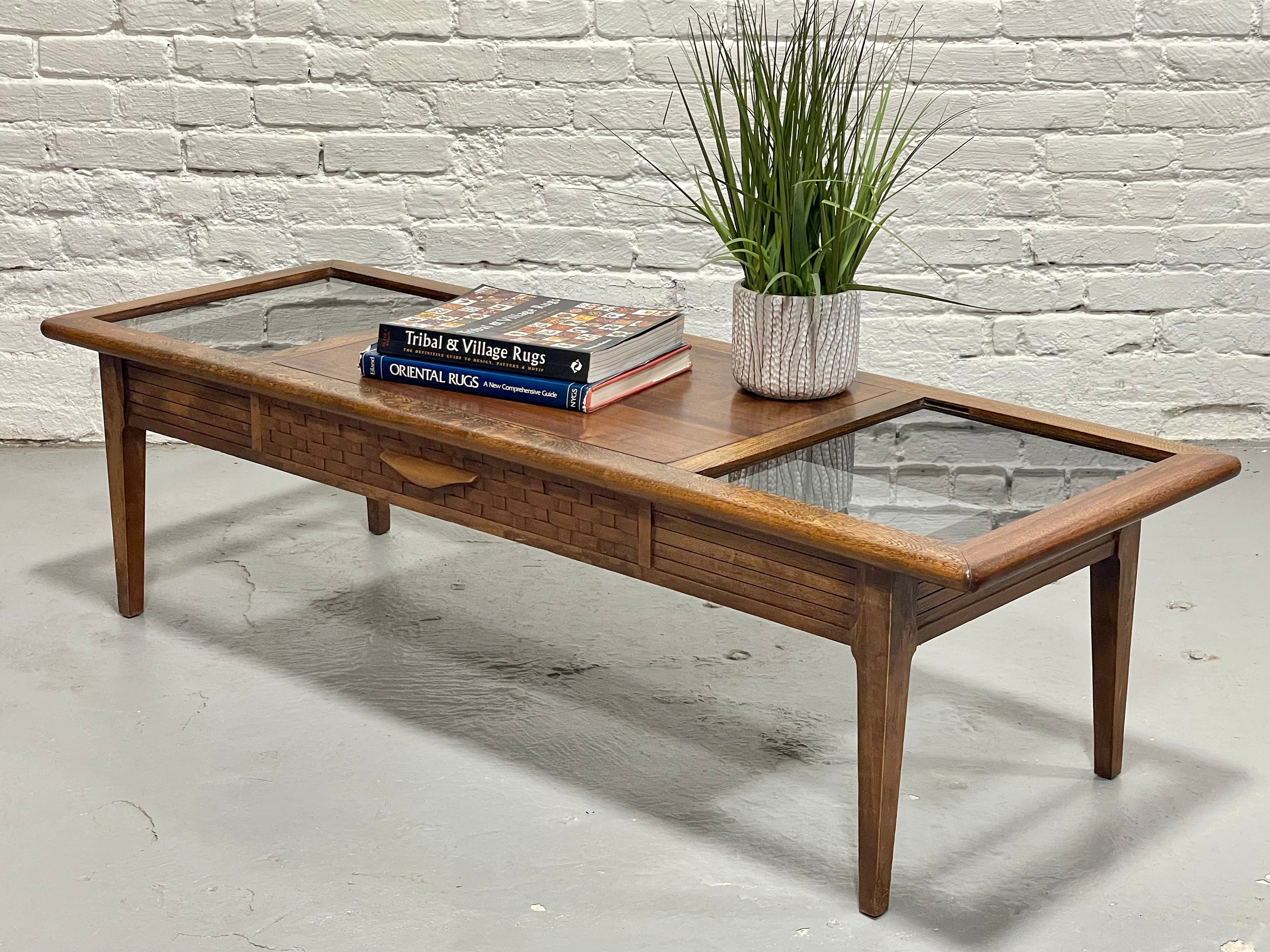 Mid Century Modern Walnut Smoked Glass COFFEE TABLE by Lane Furniture Co. Etsy