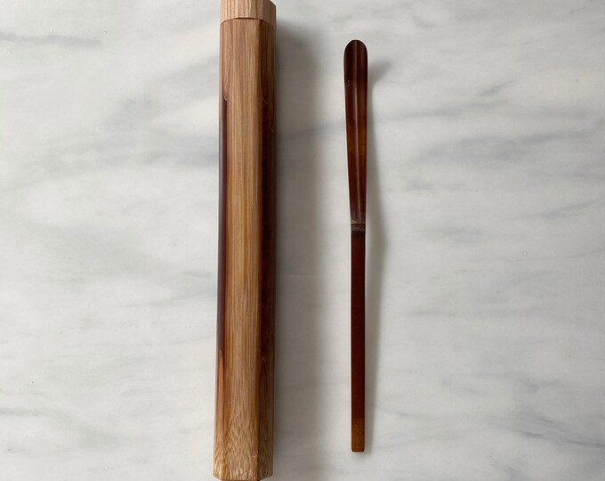 Set of Smoke Bamboo Bamboo Matcha Scoop ＆ Case - Etsy