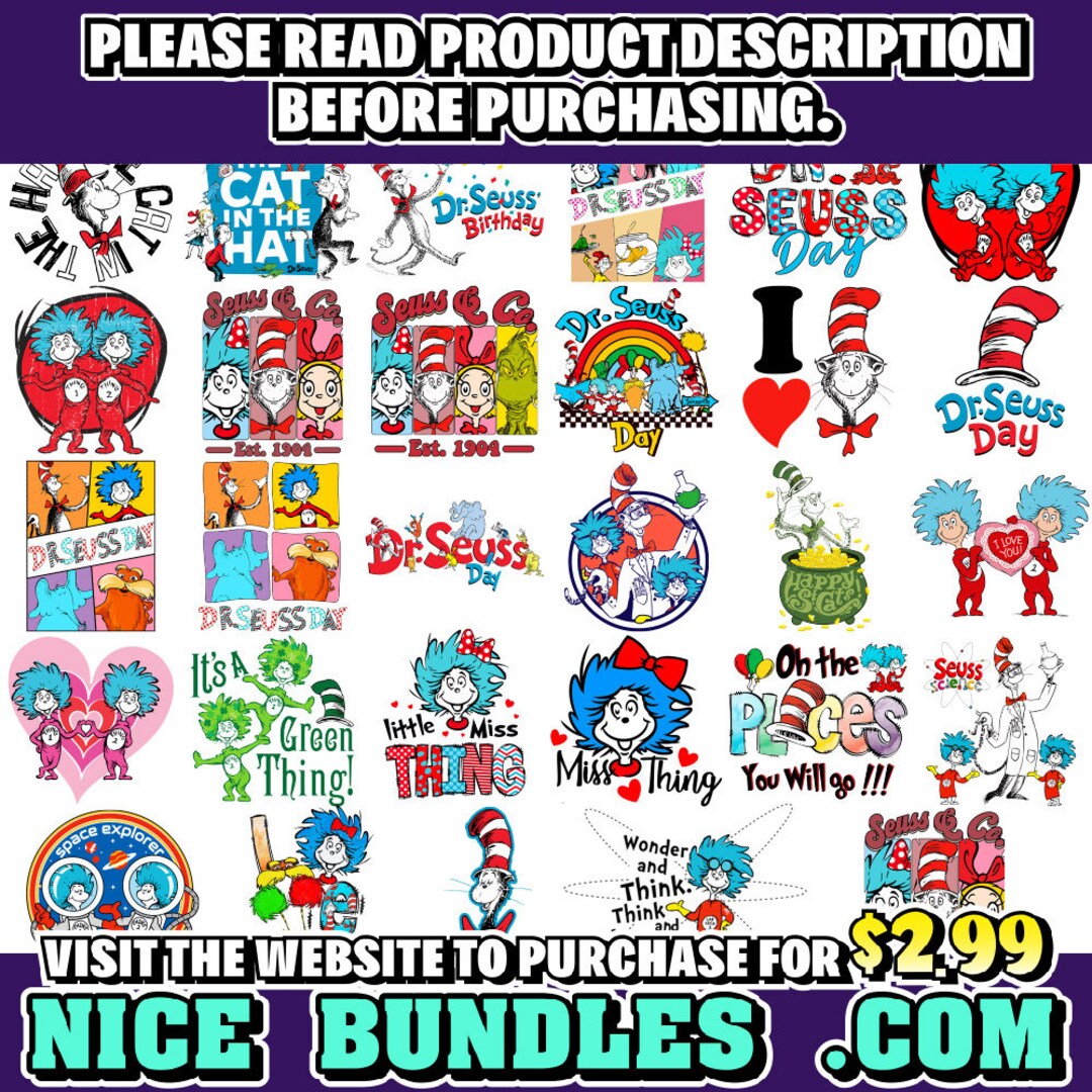 25 National Read Across America Day Png Bundle, Retro Dr. Seuss Day Png ...