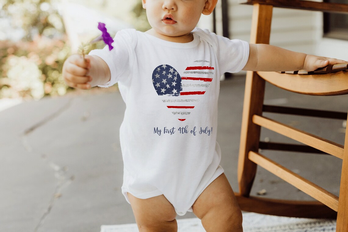 4th of July PNG, My First 4th of July, Fourth of July PNG, Heart Flag ...