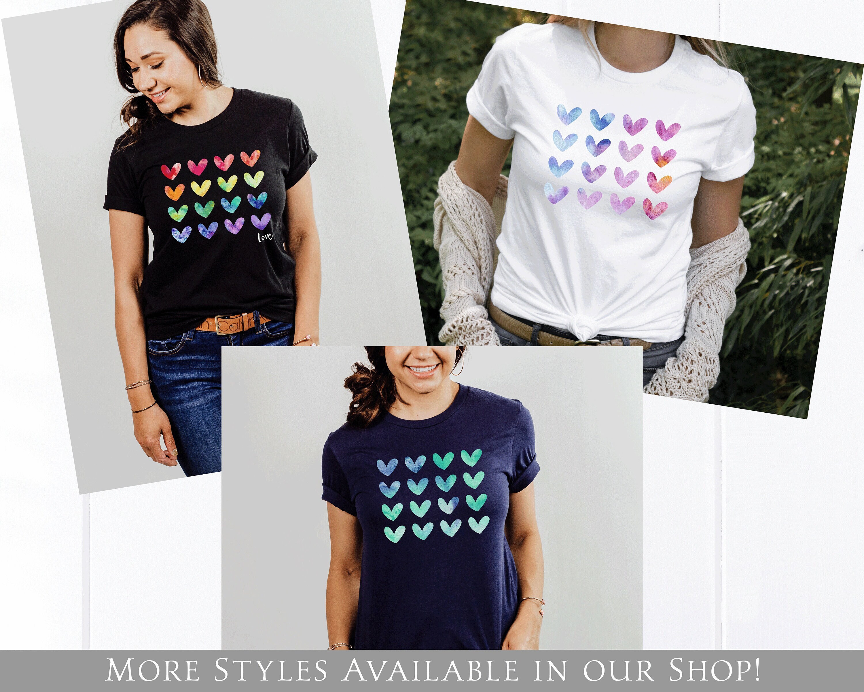 Heart PNG, Love PNG, Watercolor Hearts Png, Valentines Day Shirt Design ...