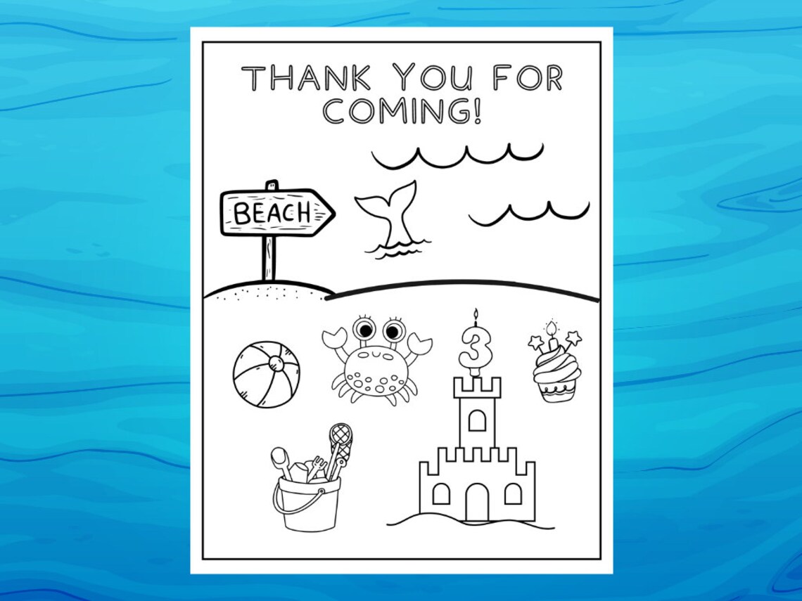 Custom Ocean-themed Birthday Coloring Pages, Set of 4, Under the Sea ...