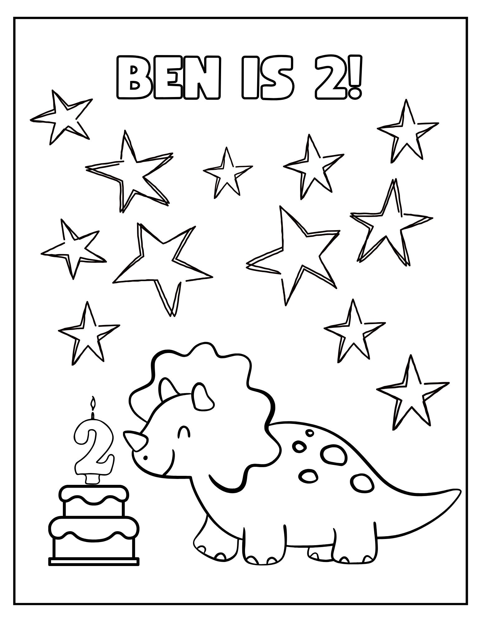 Personalized Dinosaur Birthday Coloring Pages, Customizable Dino Party ...
