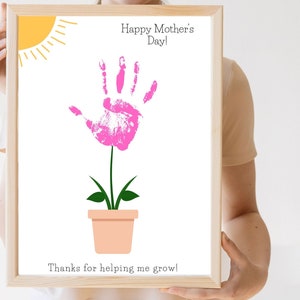 DIY Handprint Flower Craft Printable - Mother's Day Gift Idea - Instant ...
