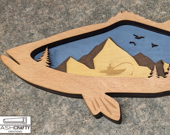 Multi-layered Fish 3D Art - Laser Cut Wood Decoration - Etsy
