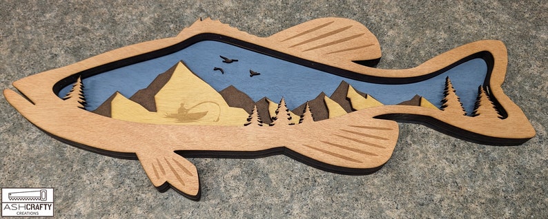 Fish Multi-layer 3D Art, Wood Layer Art, Wood Cutout, Fishing - Etsy