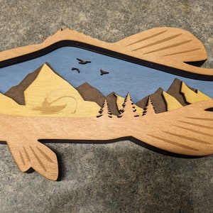 Fish Multi-layer 3D Art, Wood Layer Art, Wood Cutout, Fishing - Etsy