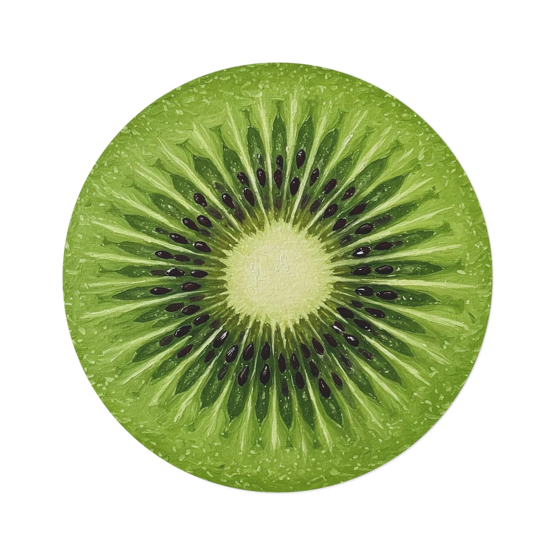 Kiwi Fruit Round Rug, Vibrant Kitchen Decor, Playful Living Room Accent ...
