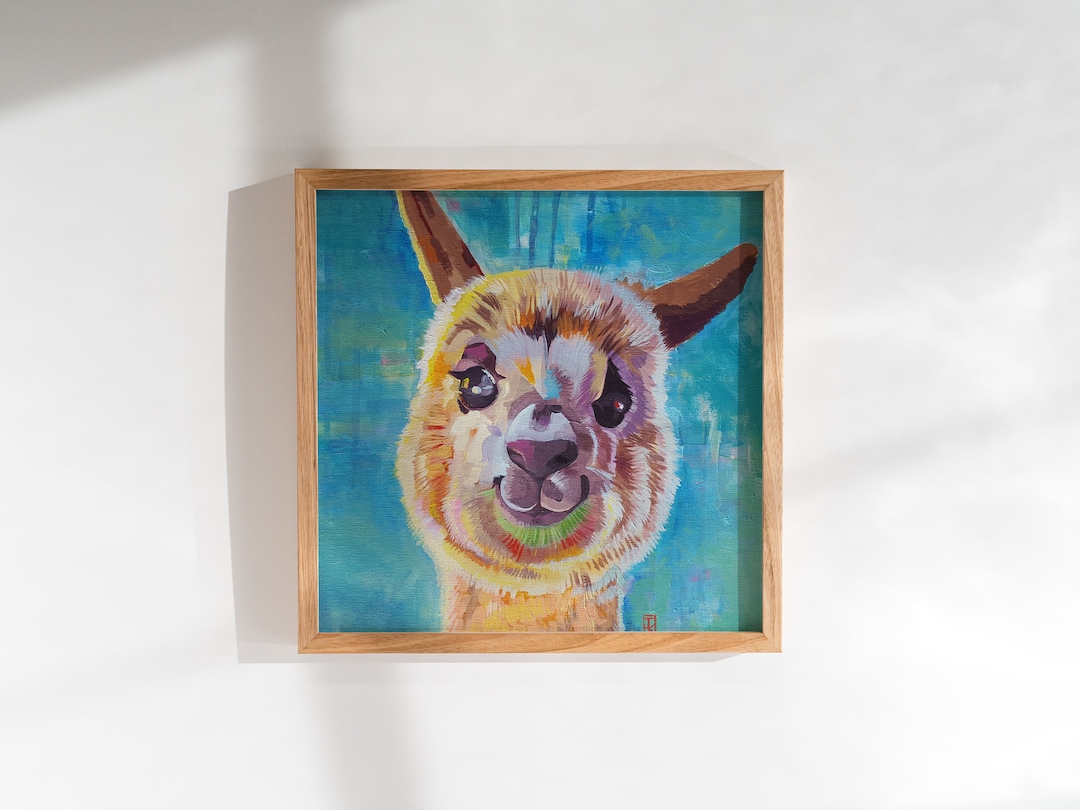 Alpaca Art, Alpaca Decor, Animal Painting, Kids Room Decor, Cute Little ...