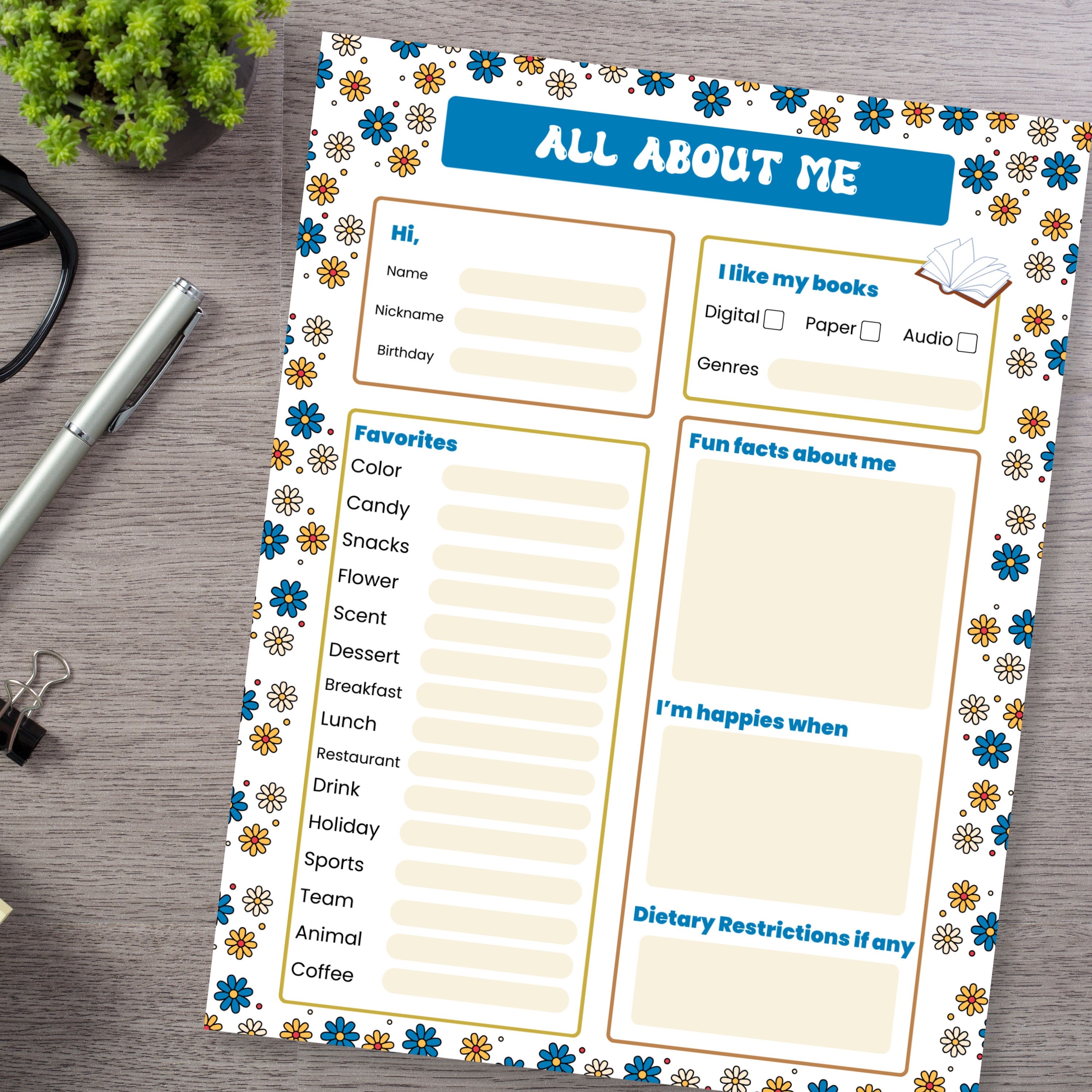 All About Me Coworker Questionnaire Printable, All About Me Survey ...