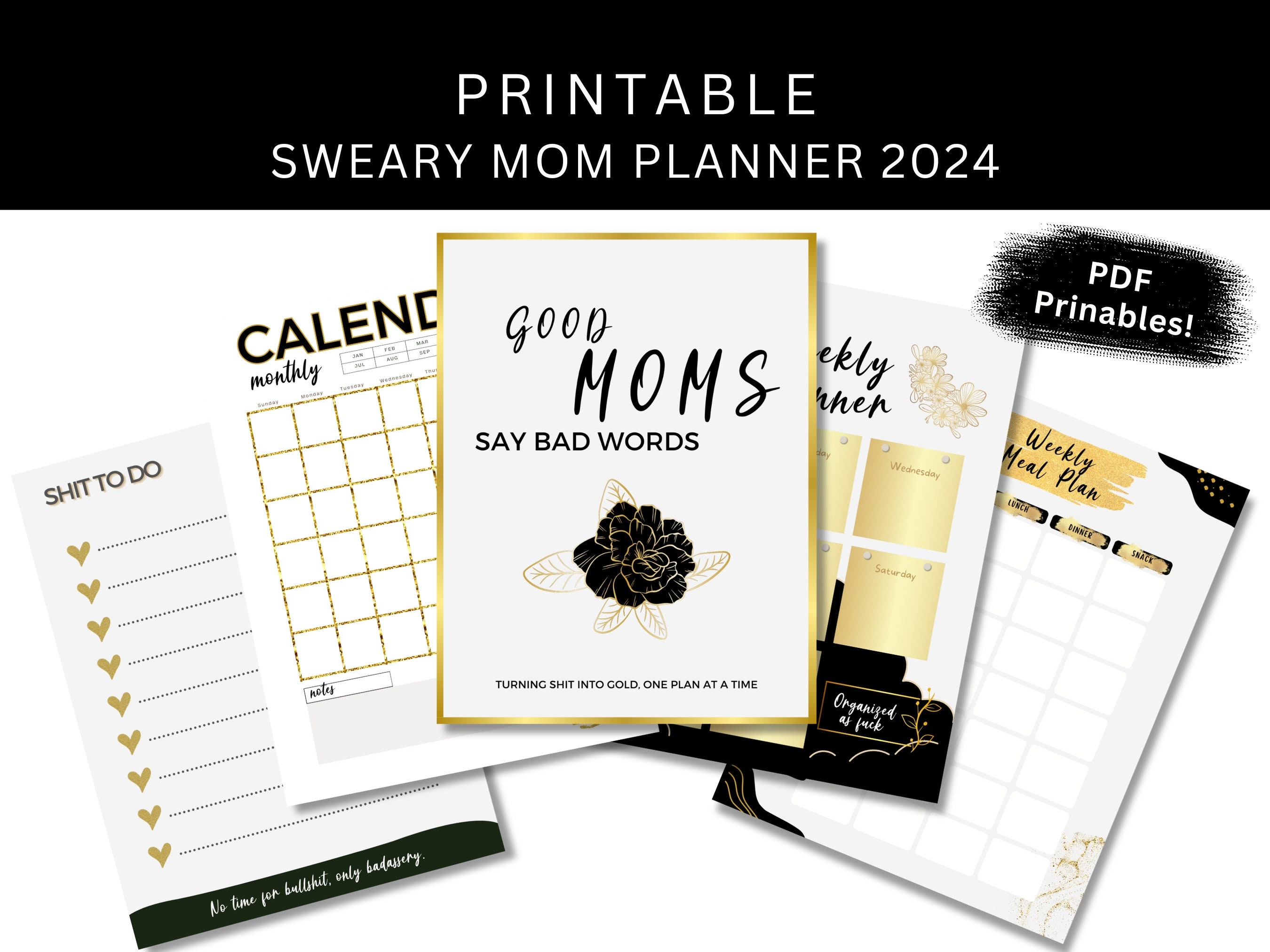 Sweary Mom Planner Printable, 2024 Calendar Printable, Cuss Word ...