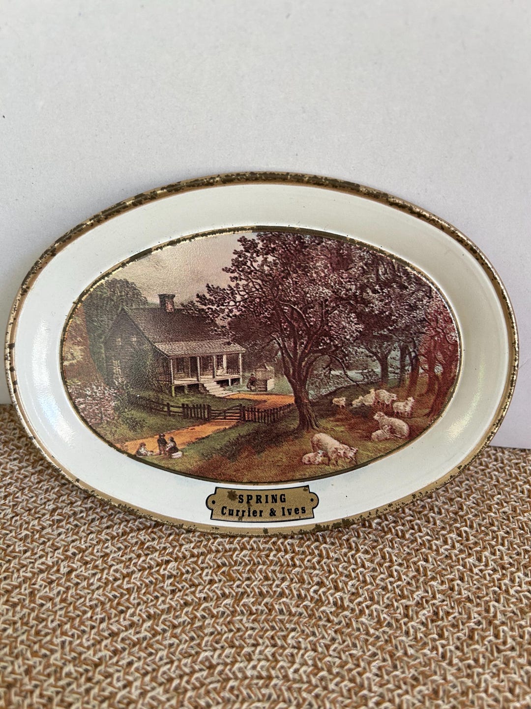 Vintage Currier and Ives Decorative Tin Tray. Spring - Etsy