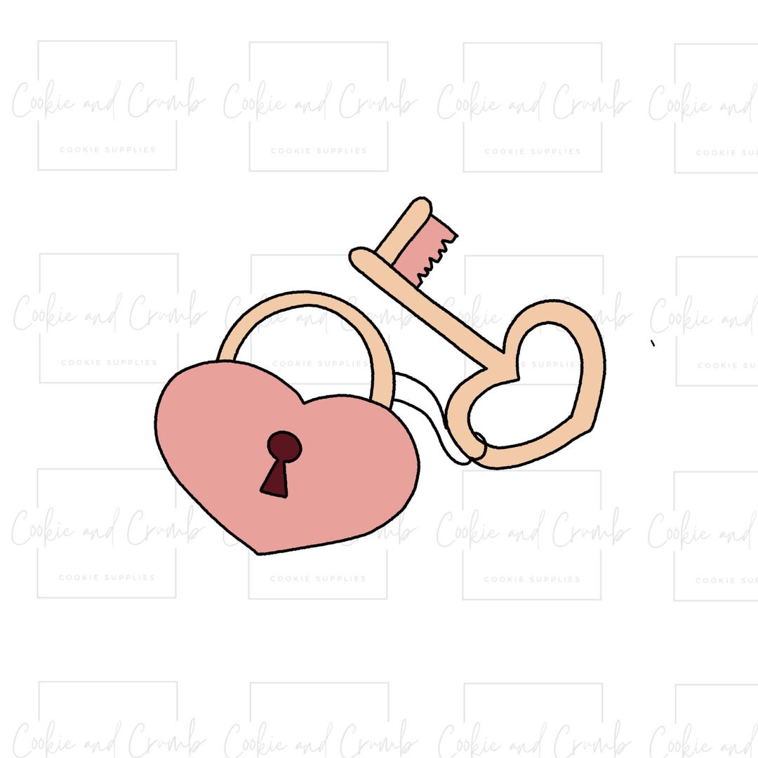 Love Lock and Key Cookie Cutter- Valentine's Day Cookie Cutter- 3D ...