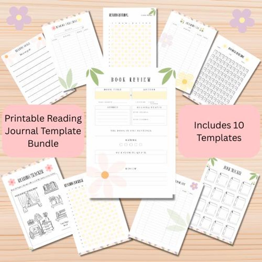 10 Printable Reading Journal Templates Available in 2 Sizes (A4, A5 ...