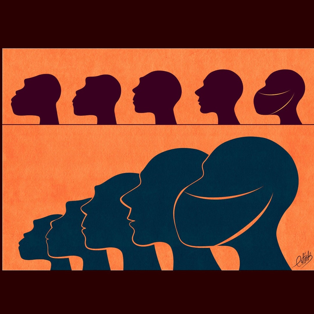 Covid Mask Evolution Humor Cartoon Poster - Etsy