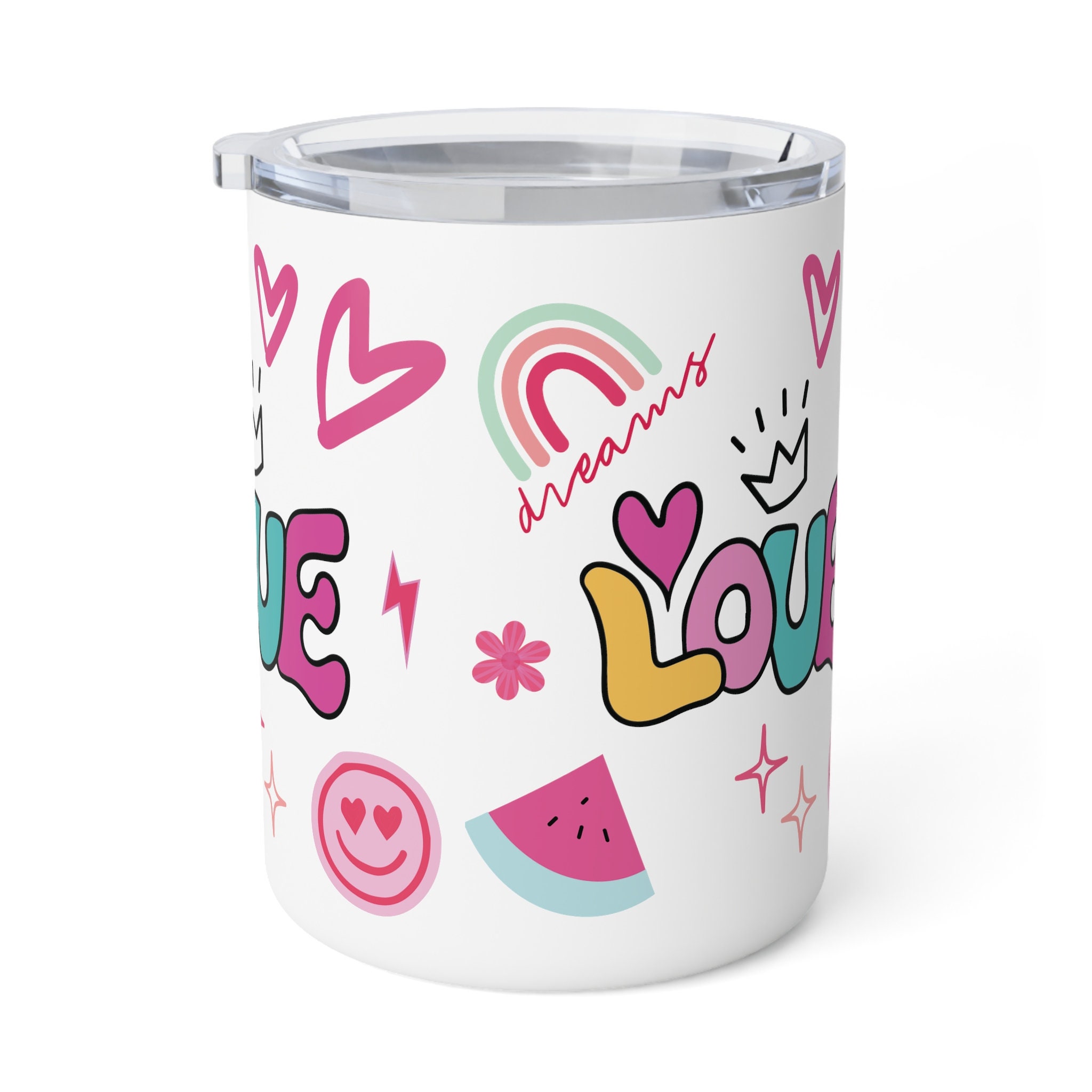 Heartfelt Sips: Love and Hearts Insulated Coffee Mug, 10oz - Etsy